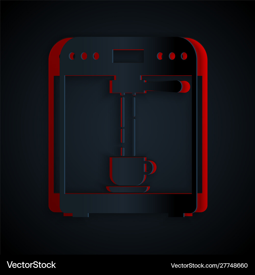 Paper cut coffee machine and coffee cup icon Vector Image
