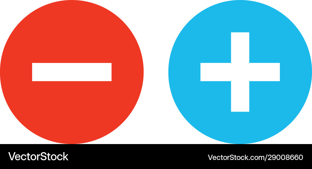 Plus and minus in circle positive negative Vector Image