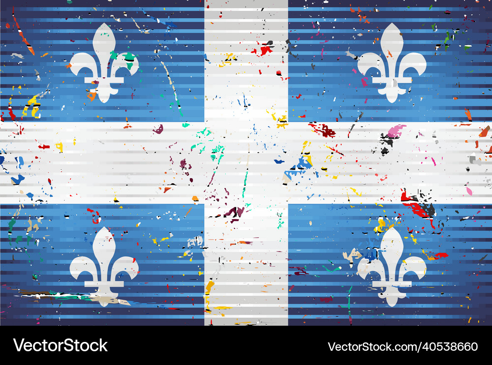 Quebec flag with color stains Royalty Free Vector Image
