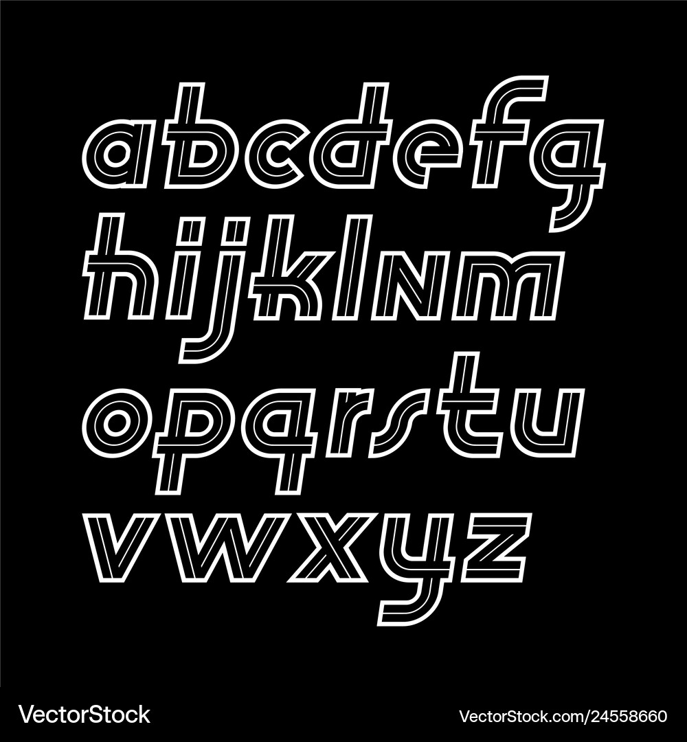 Retro old italic lower case alphabet letters for Vector Image