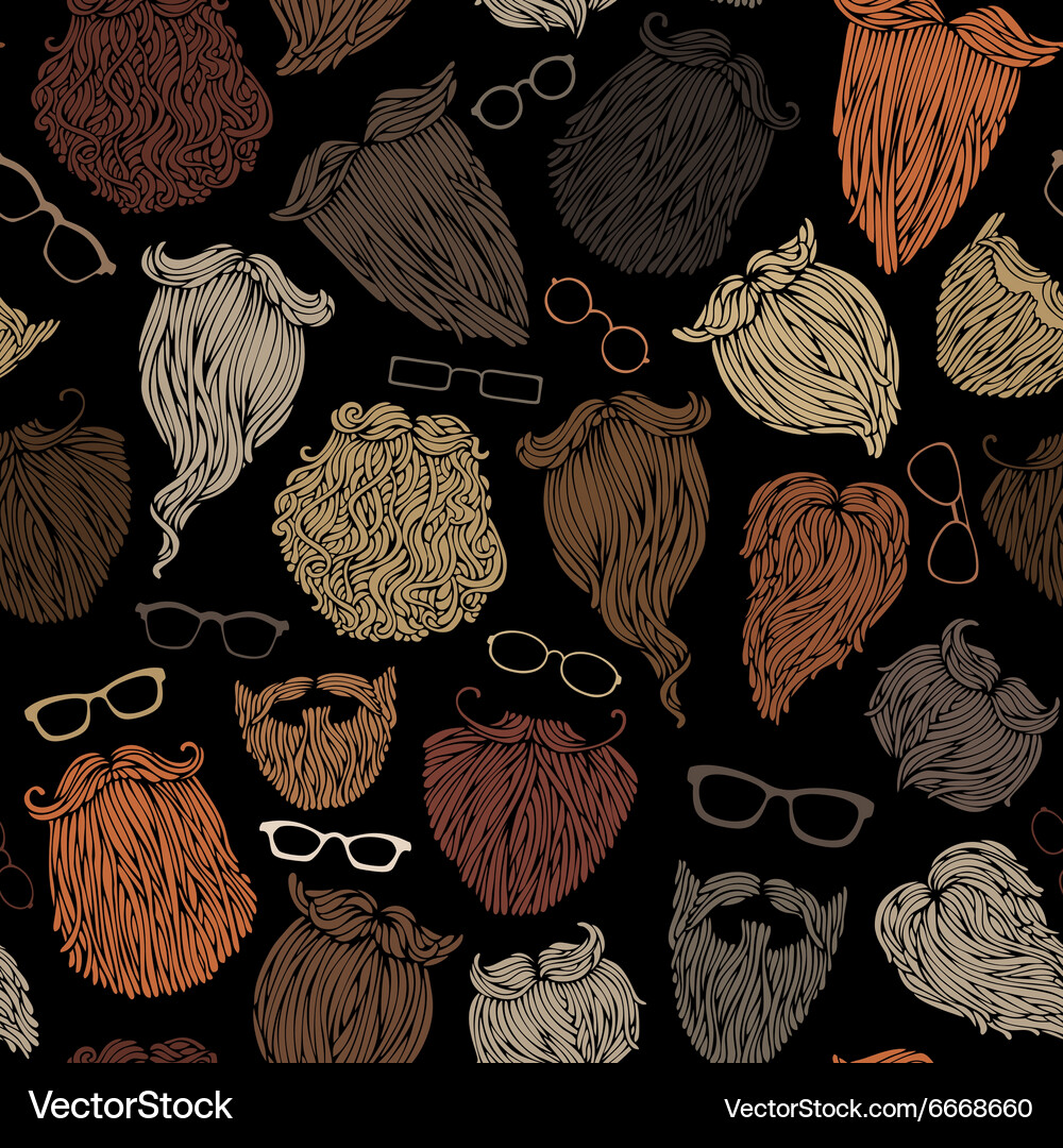 Seamless pattern of hipster beards and eyeglasses Vector Image