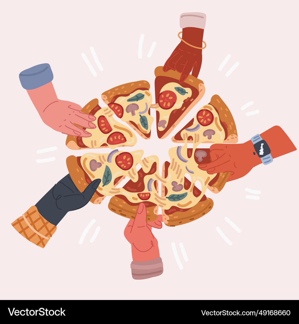 Top view of hands taking Royalty Free Vector Image