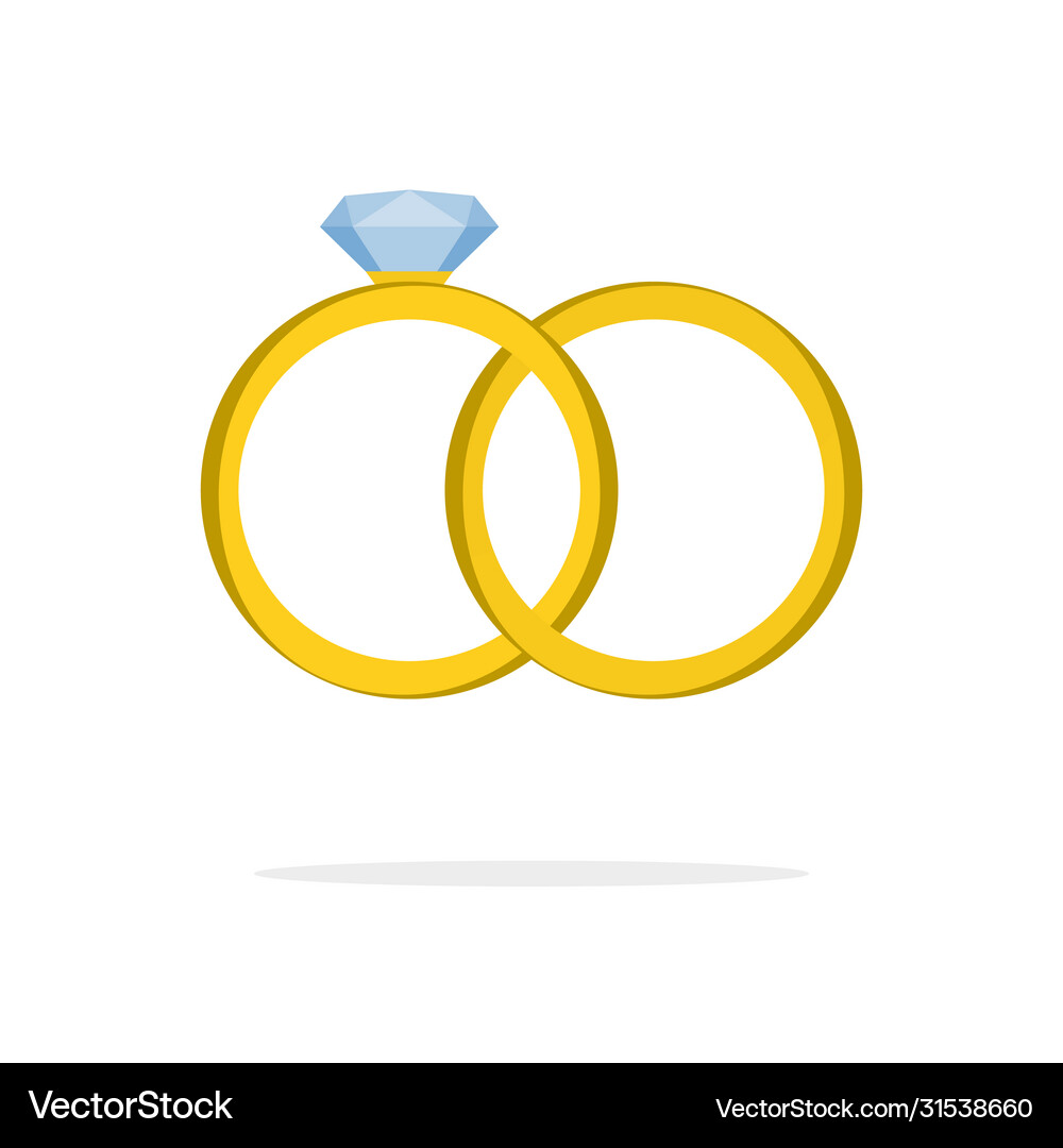Wedding rings icon flat design Royalty Free Vector Image