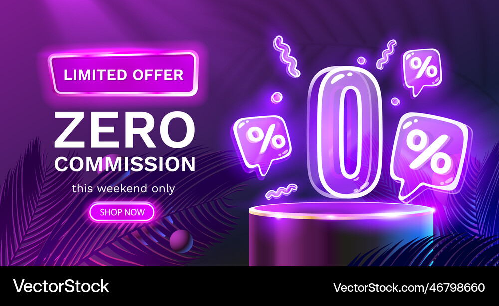 Zero commission limited offer percent sign Vector Image