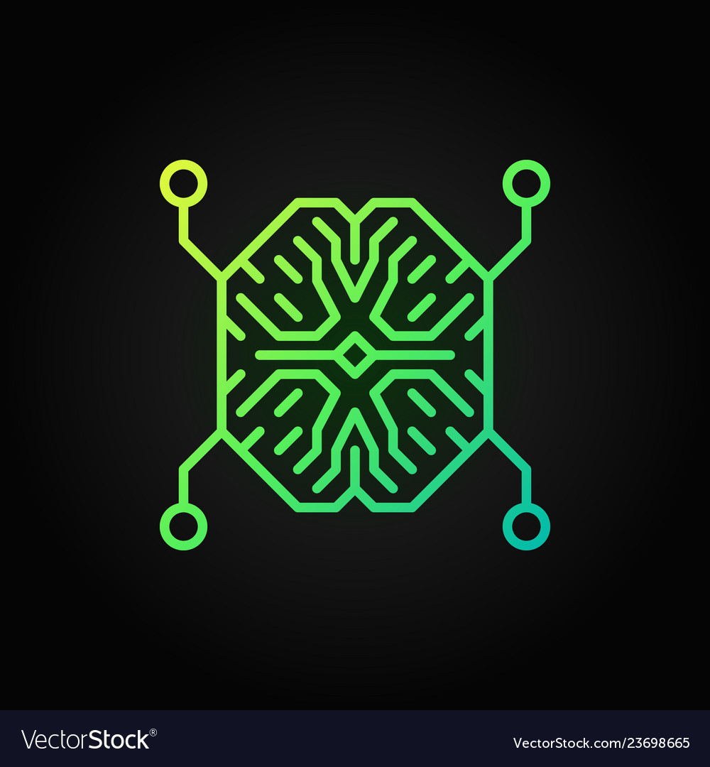 Ai digital brain outline green icon or Royalty Free Vector Ai digital brain outline green icon or Royalty Free Vector
