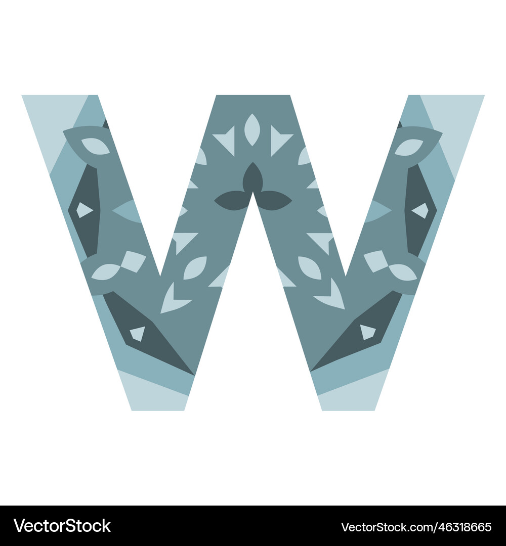 Alphabet letter w mandala Royalty Free Vector Image