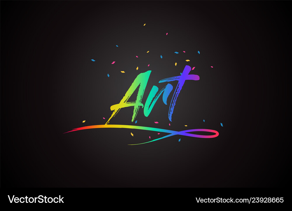 Art word text with handwritten rainbow vibrant Vector Image
