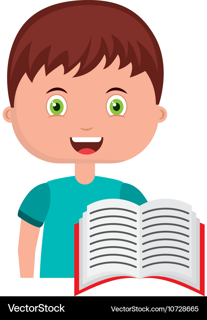 Boy character student with school supplies Vector Image