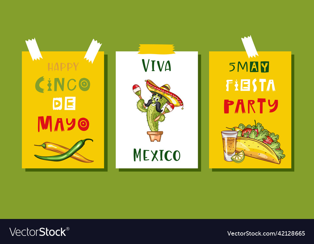 Cinco de mayo festival greeting cards design Vector Image