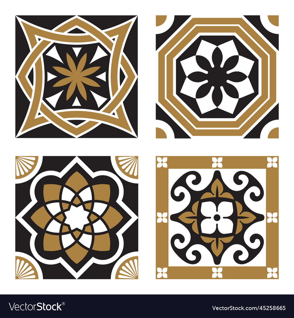 Collection of vintage ornamental tile patterns Vector Image