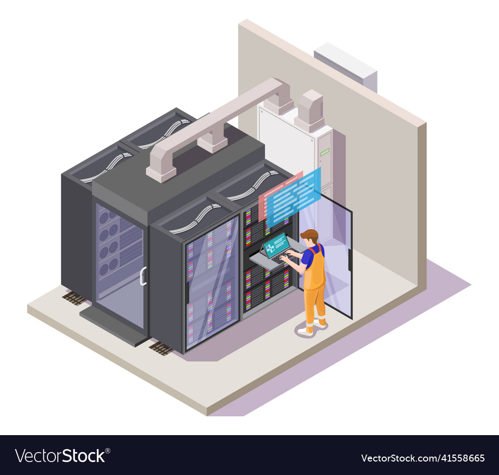 Data center or server room with server racks Vector Image