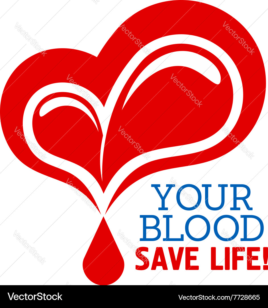 Donation blood icon with heart and drops Vector Image