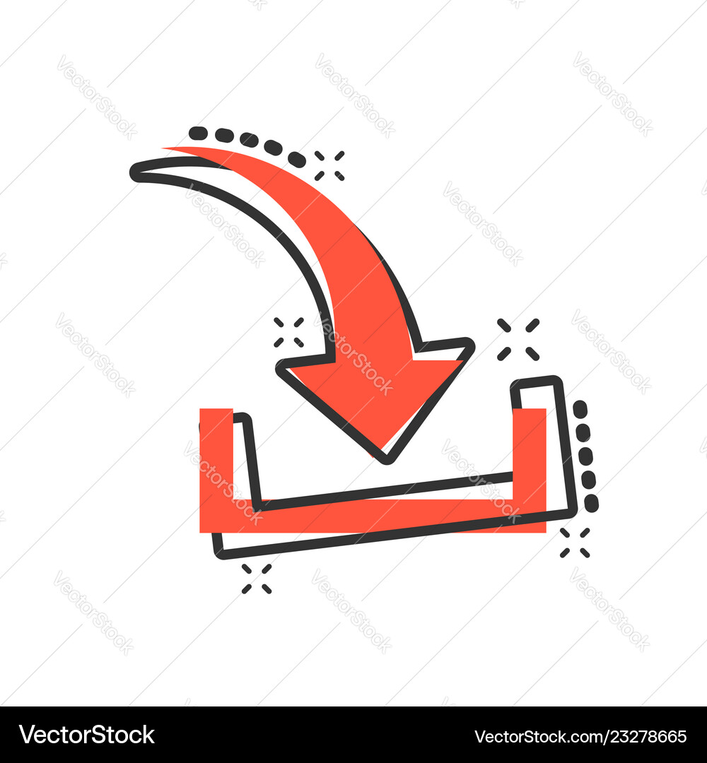 Download file icon in comic style arrow down Vector Image