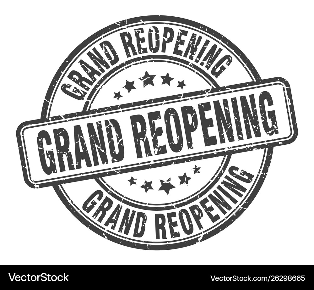Grand reopening stamp round Royalty Free Vector Image