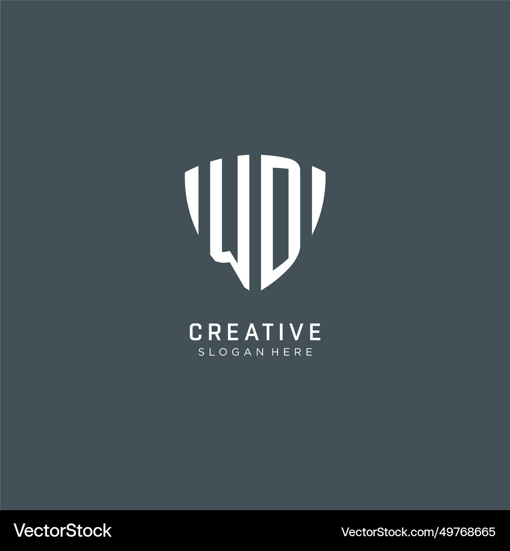 Initials wd logo shield guard shape creative logo Vector Image