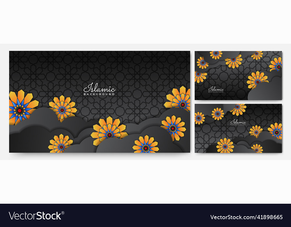 Luxury golden lantern arabic black gold islamic Vector Image