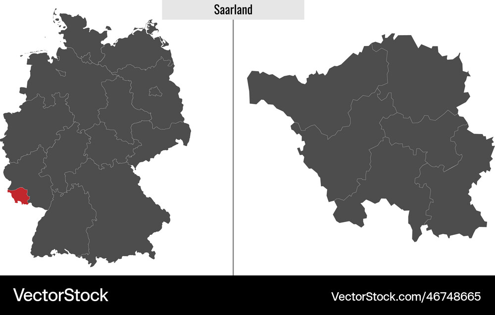 Map of saarland state germany Royalty Free Vector Image