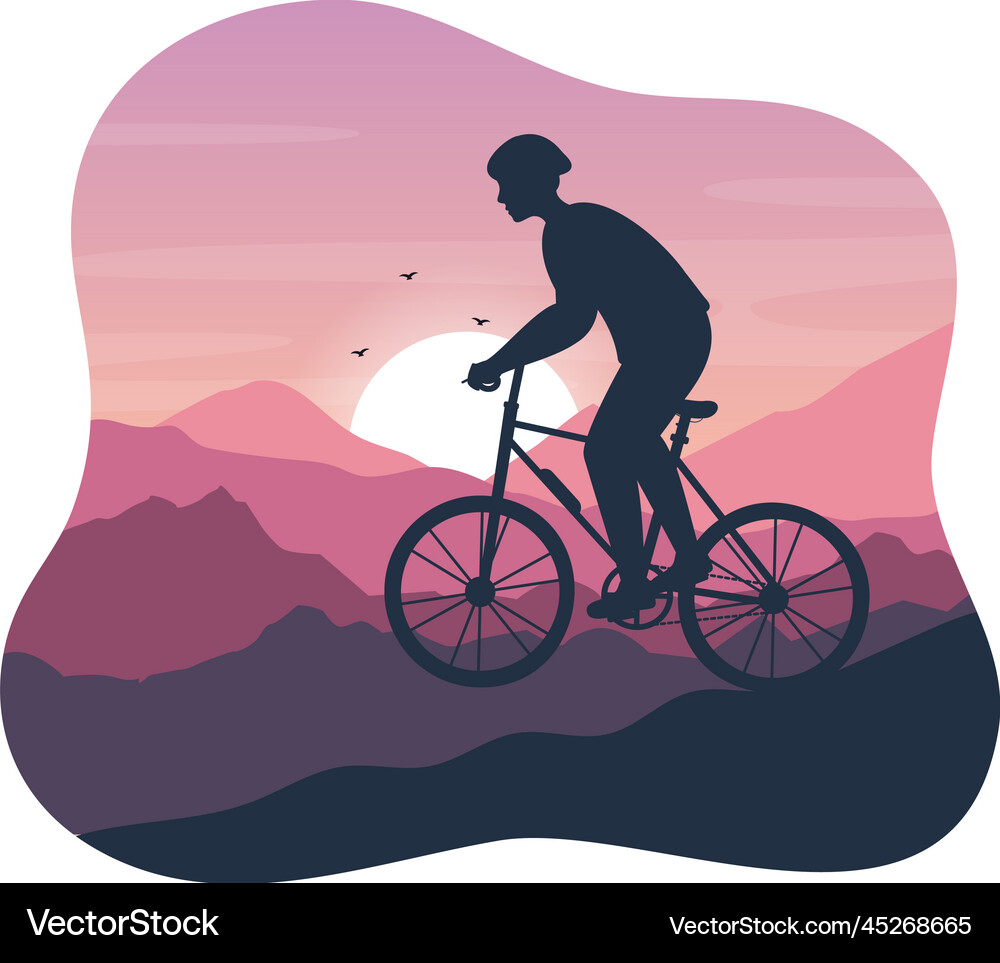 Mountain biking with cycling down the mountains Vector Image