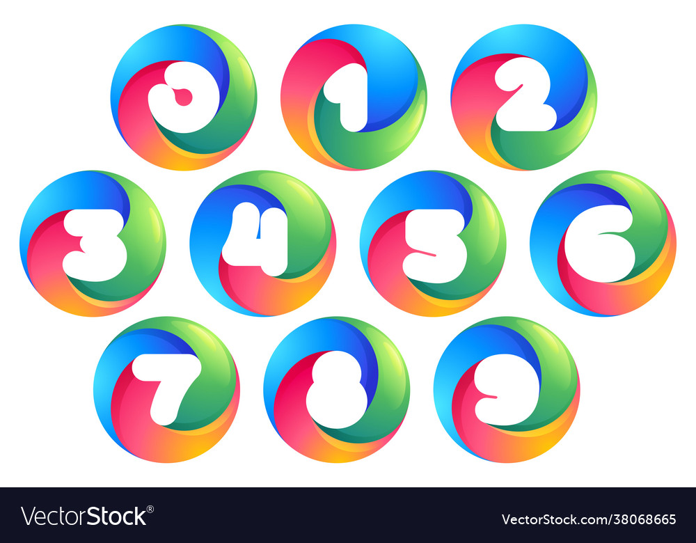 Numbers set inside swirling loop circle Royalty Free Vector
