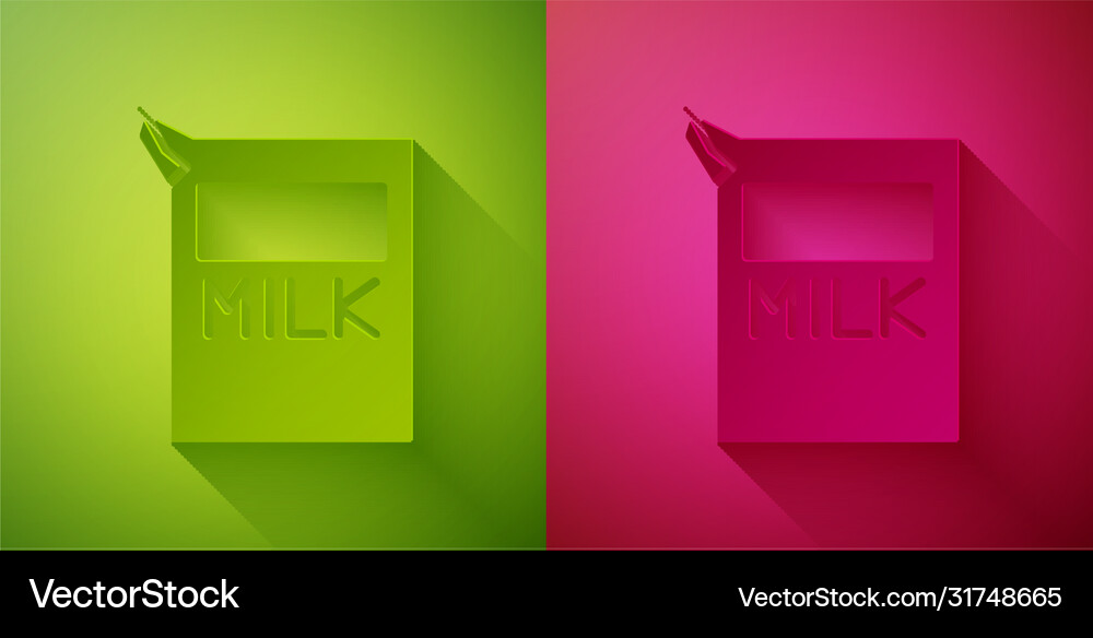 Paper cut package for milk icon isolated Vector Image