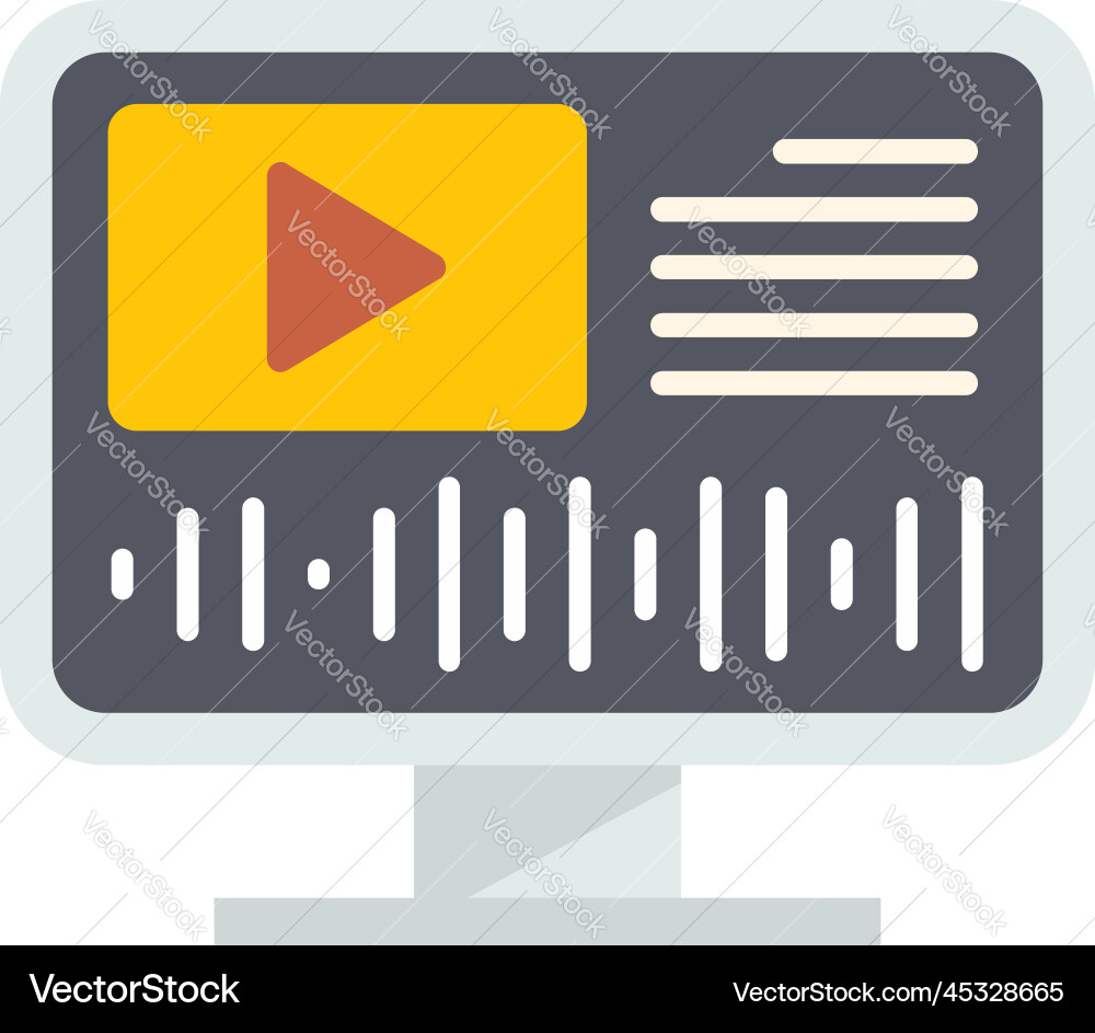 Pc edit icon flat film montage Royalty Free Vector Image