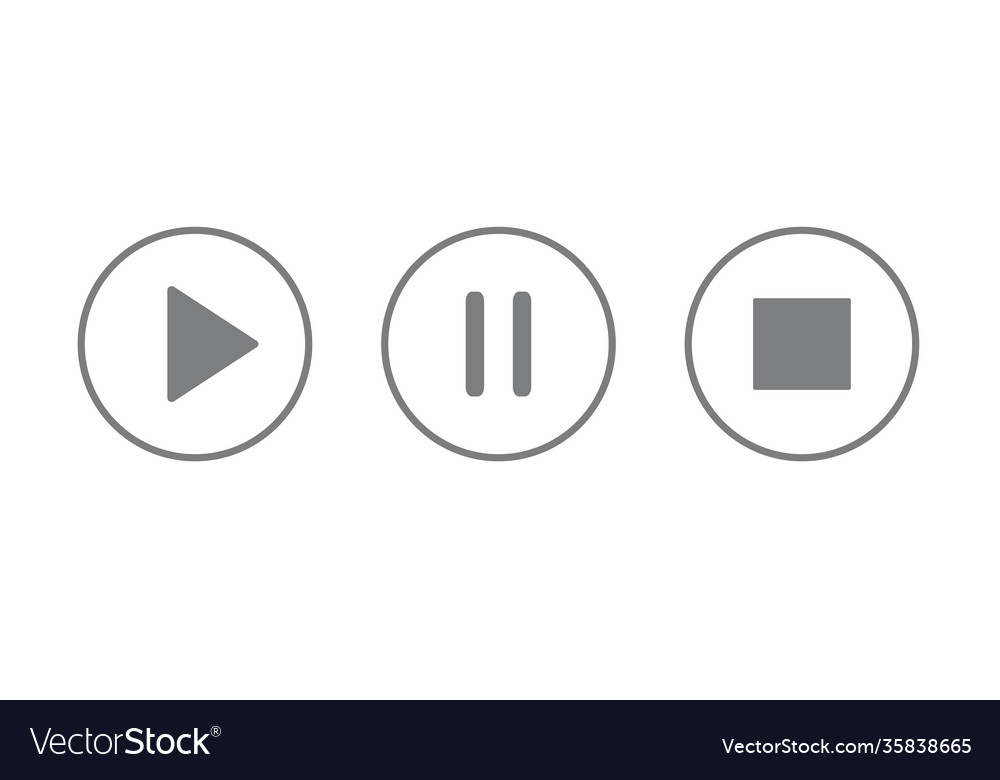 Play button icon pause and stop button Royalty Free Vector