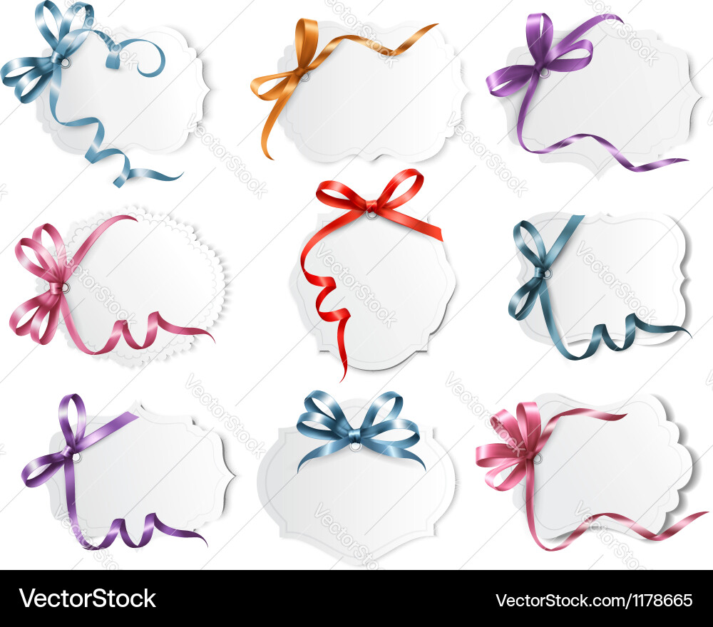 Set beautiful cards with colorful gift bows Vector Image