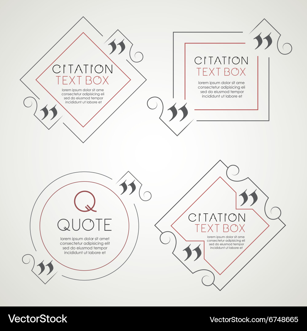Set of the citation text box frame for decoration Vector Image