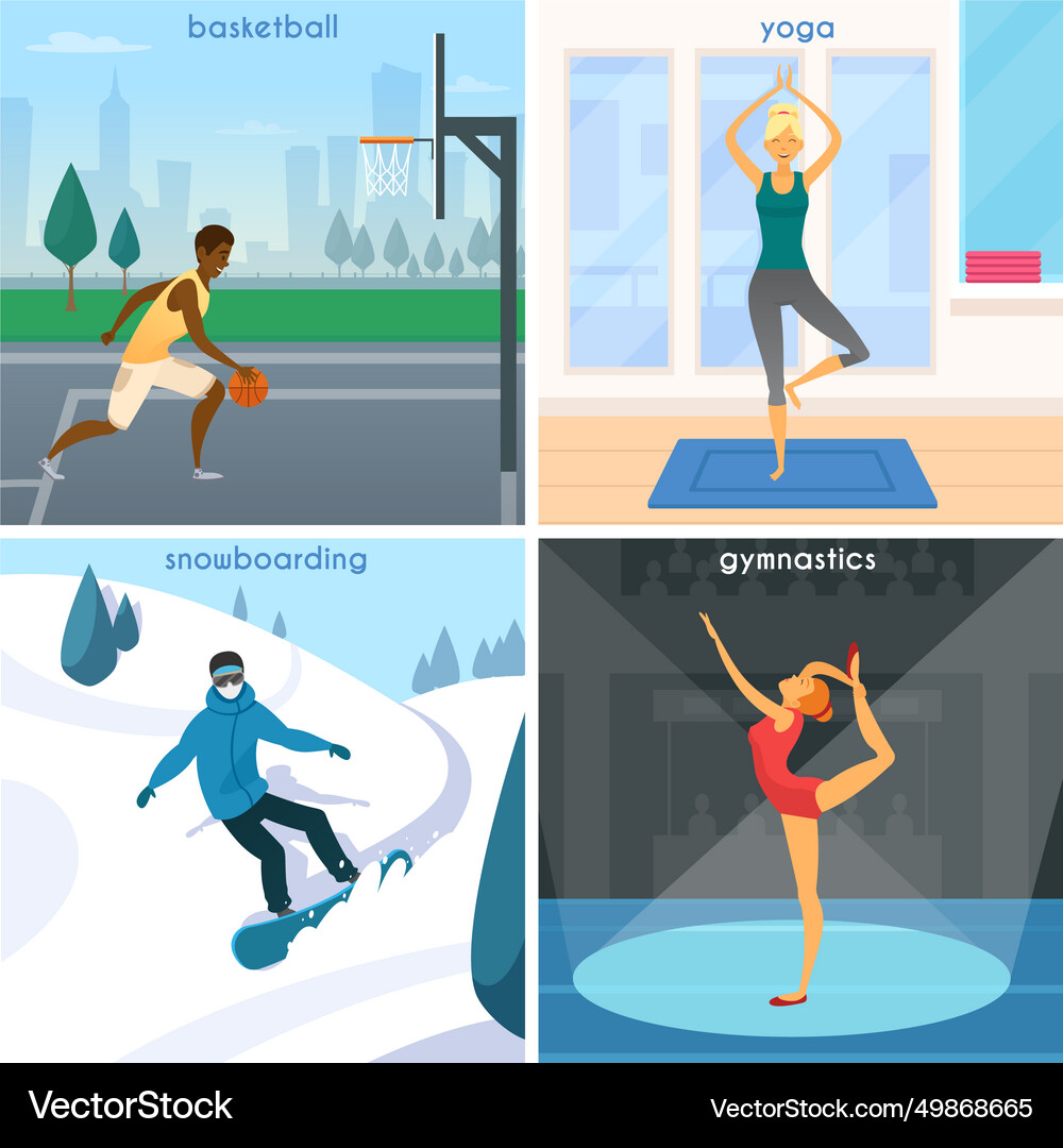 Sport people 2x2 design concept Royalty Free Vector Image