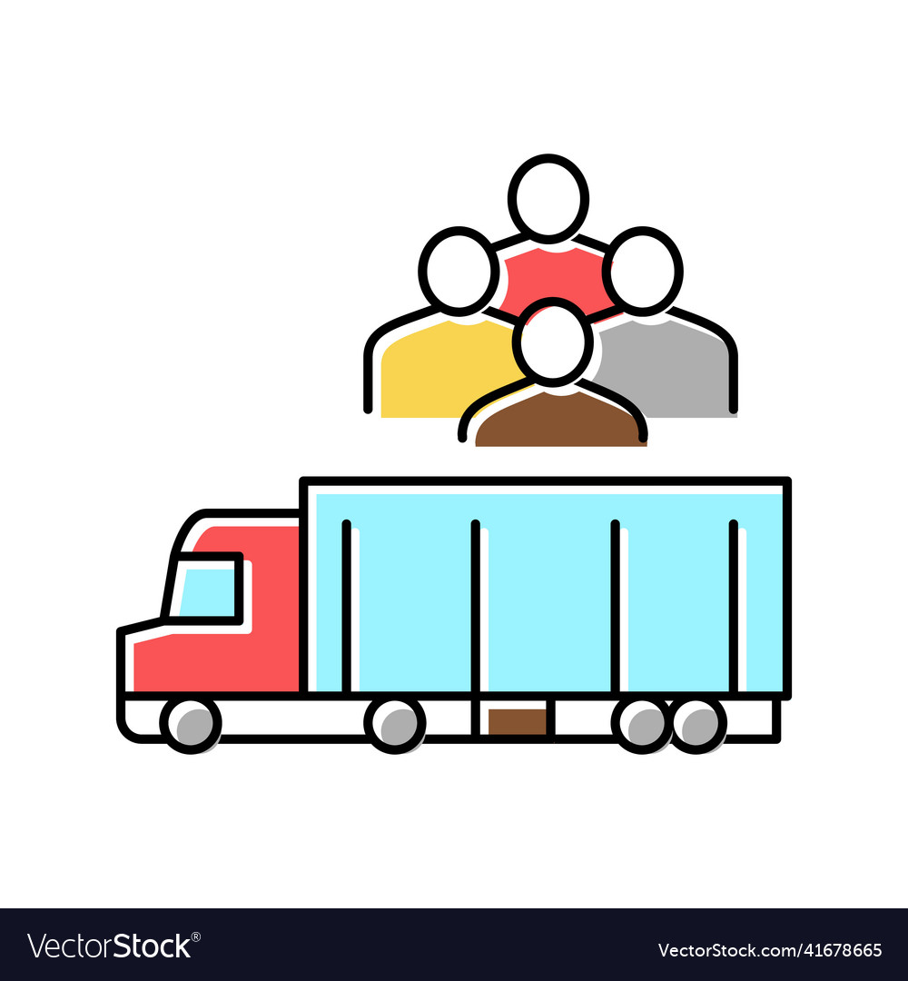 Truck transportation refugee color icon Royalty Free Vector Truck transportation refugee color icon Royalty Free Vector