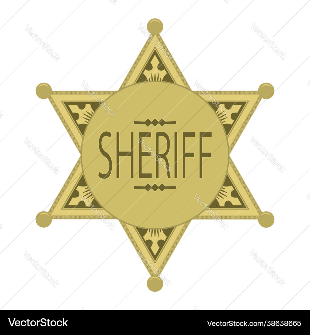 Yellow sheriff star icon isolated on white Vector Image
