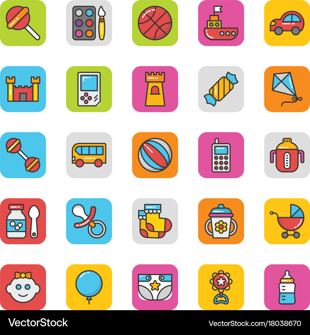 Baand kids colored icons 3 Royalty Free Vector Image