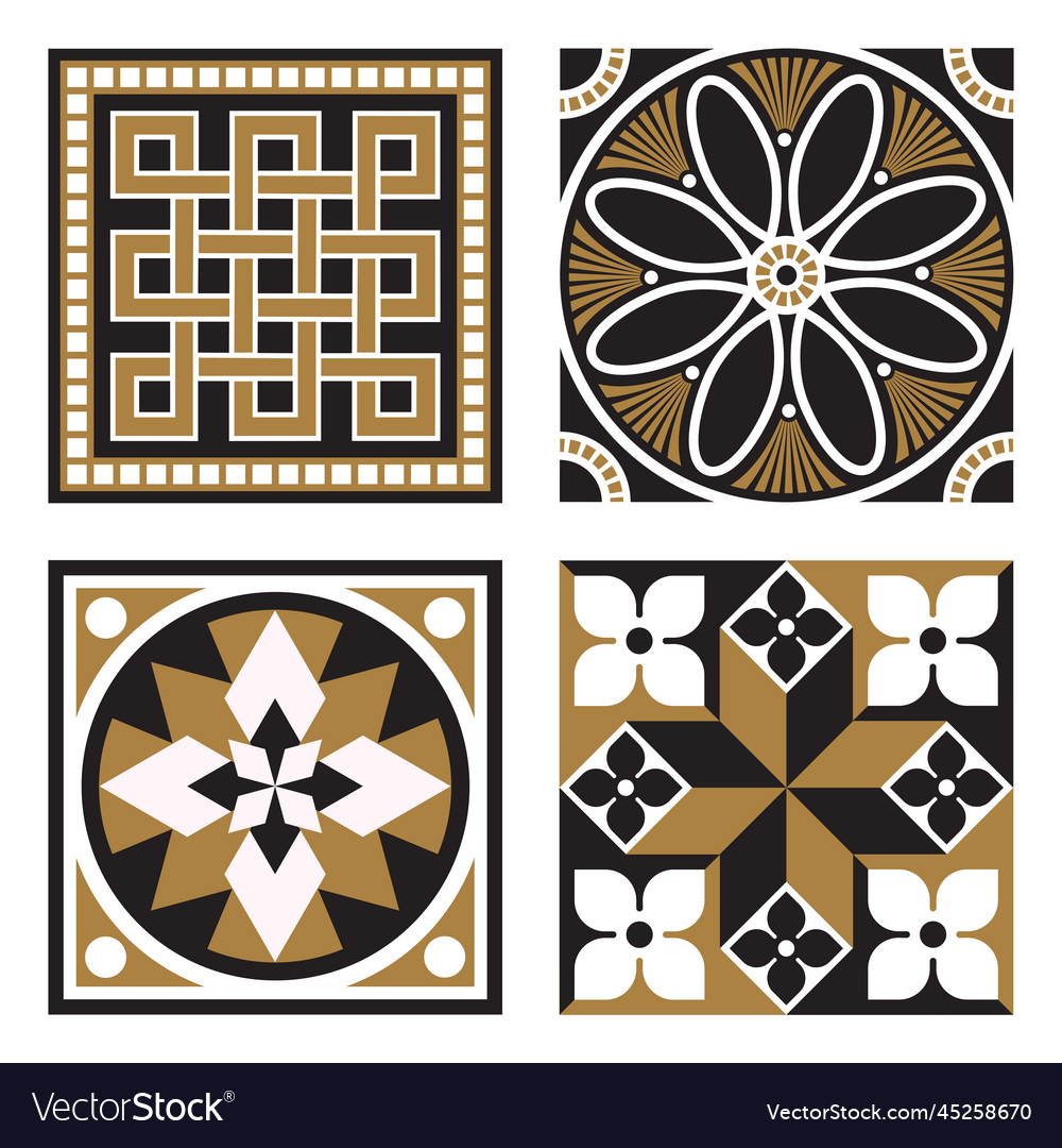 Collection of vintage ornamental tile patterns Vector Image