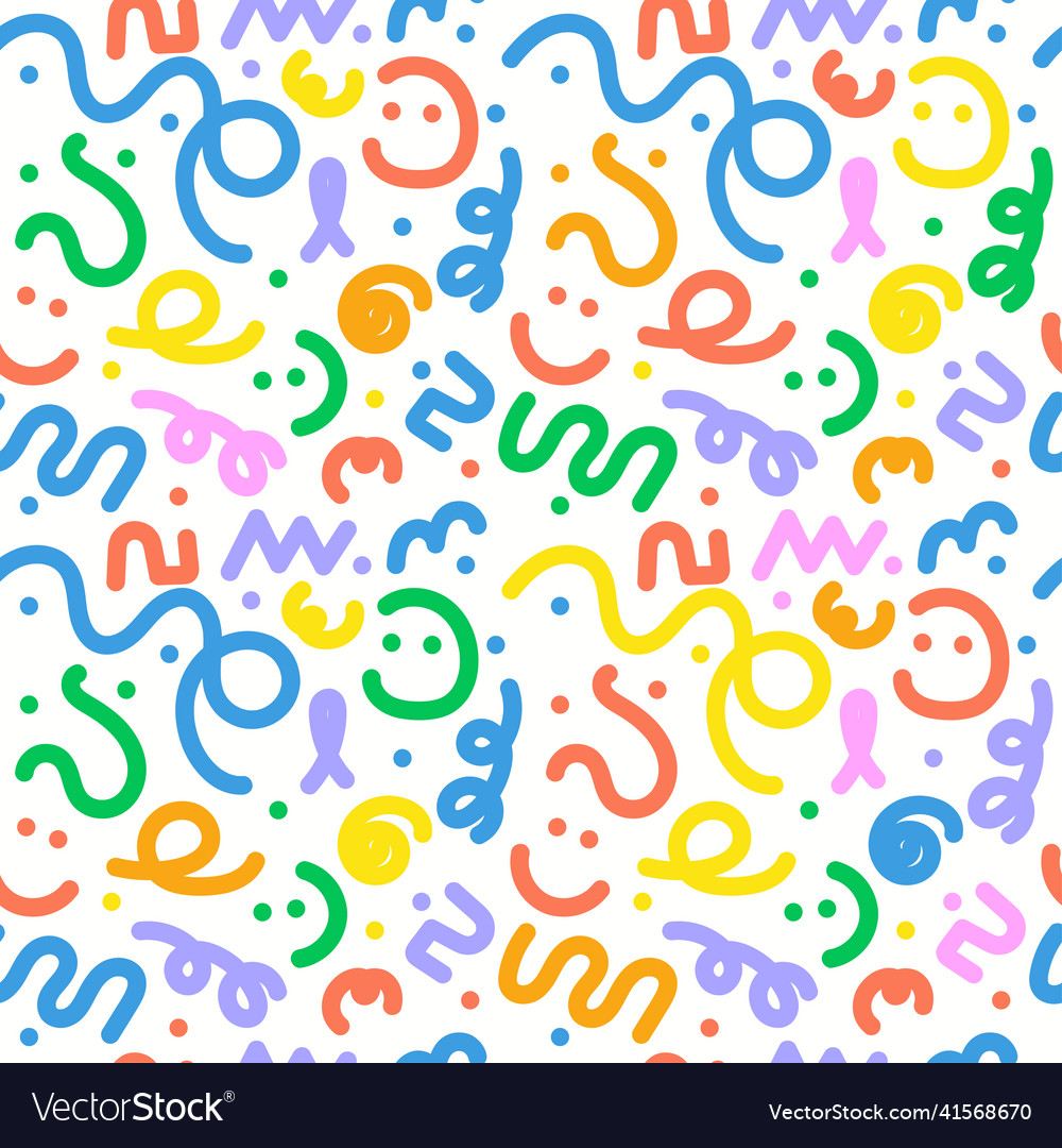 Doodle lines seamless colored pattern Royalty Free Vector