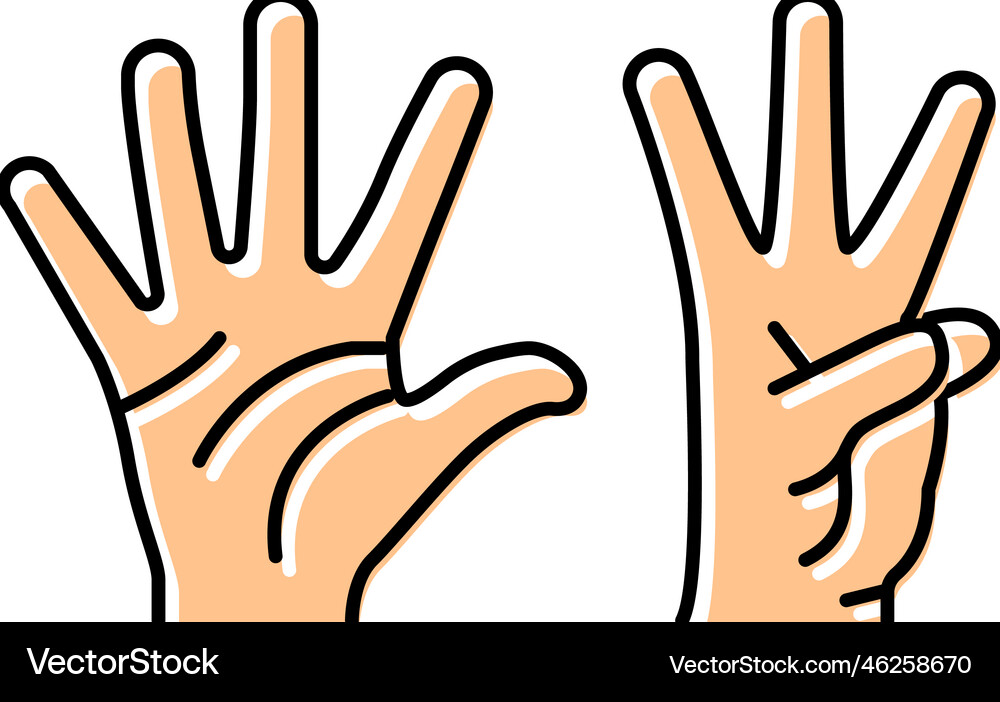 Eight number hand gesture color icon Royalty Free Vector