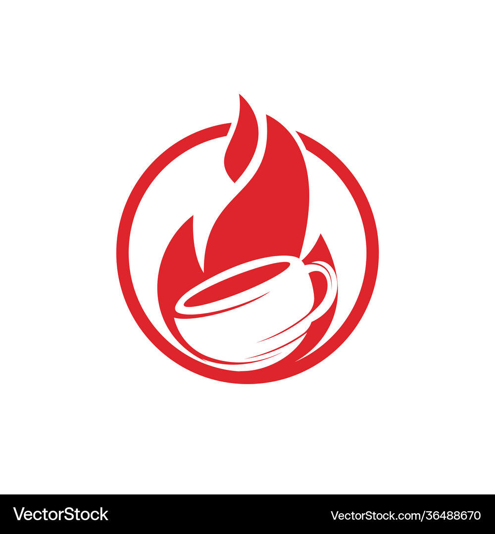 Fire flame hot roasted coffee logo design Vector Image