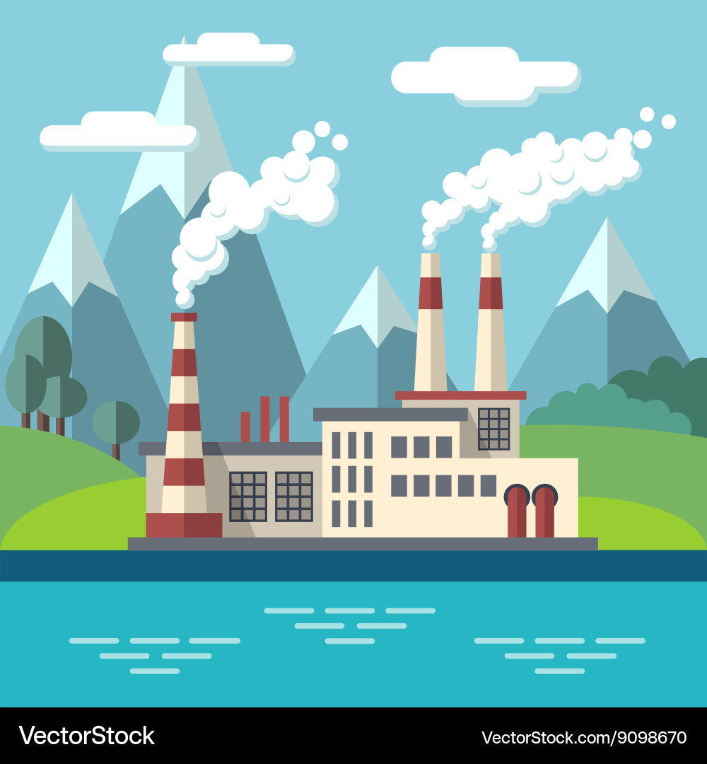 Industrial factory flat ecology concept Royalty Free Vector
