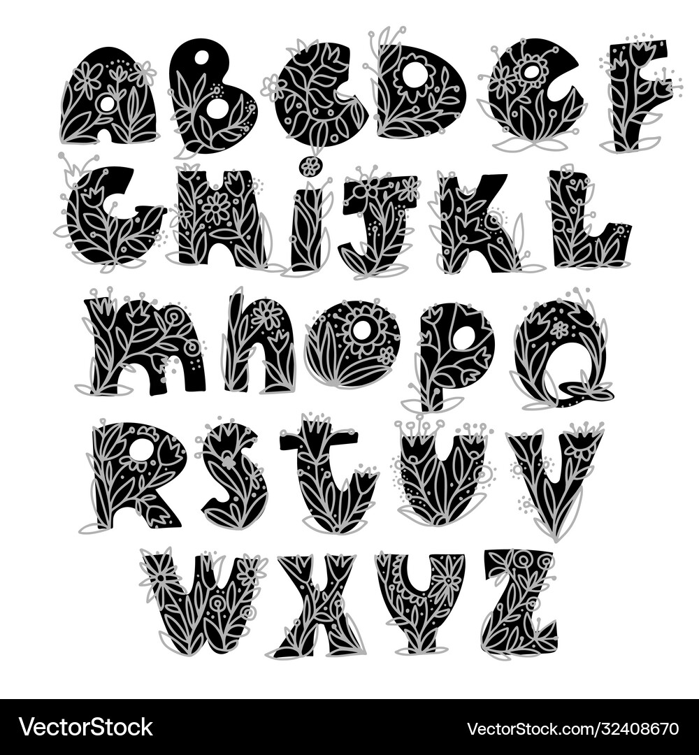 Isolated set letters english alphabet Royalty Free Vector