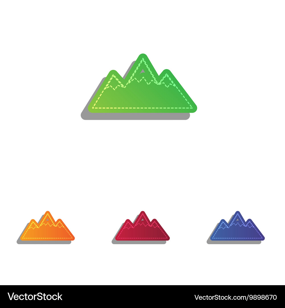 Mountain sign colorful applique Royalty Free Vector Image