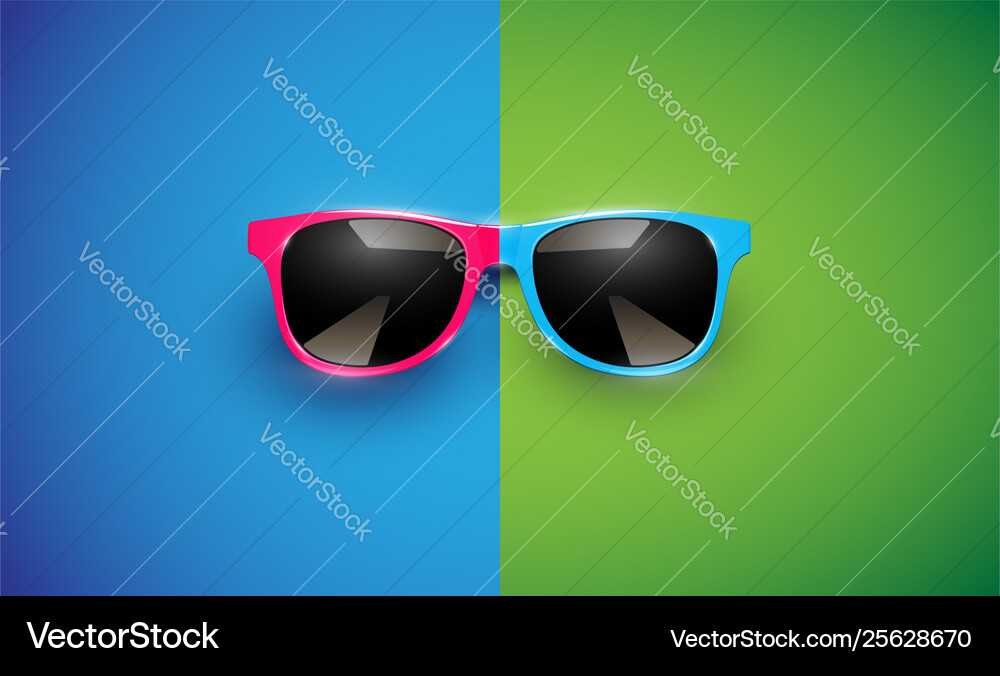 Realistic sunglasses on a colorful background Vector Image