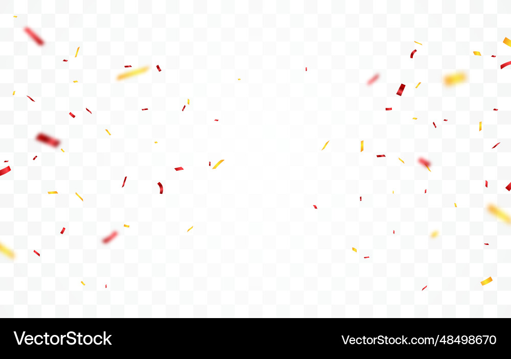 Red and gold confetti isolated on white background