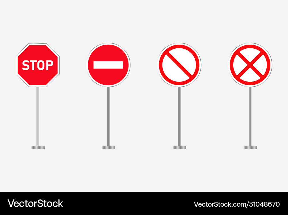 Set road signs warning or safety messageon Vector Image