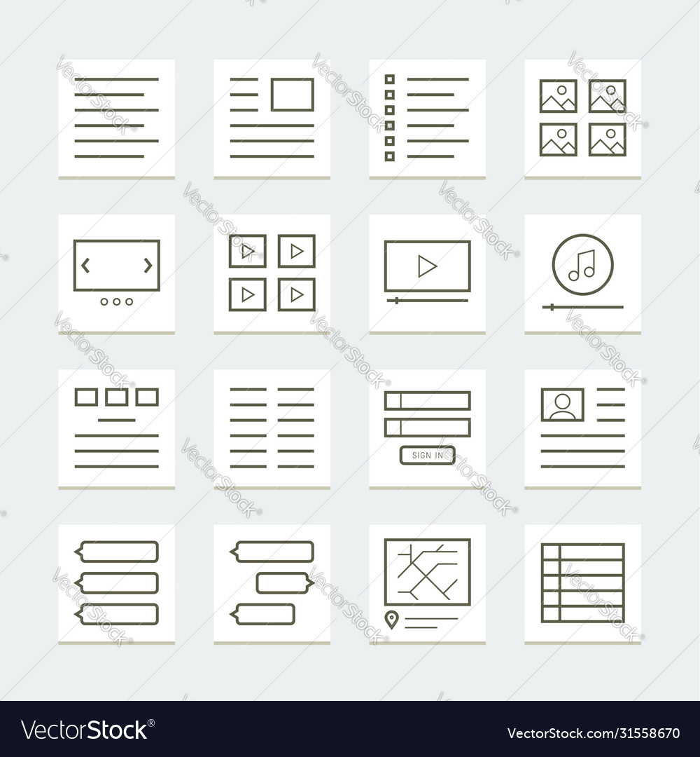 Set website elements for template Royalty Free Vector Image