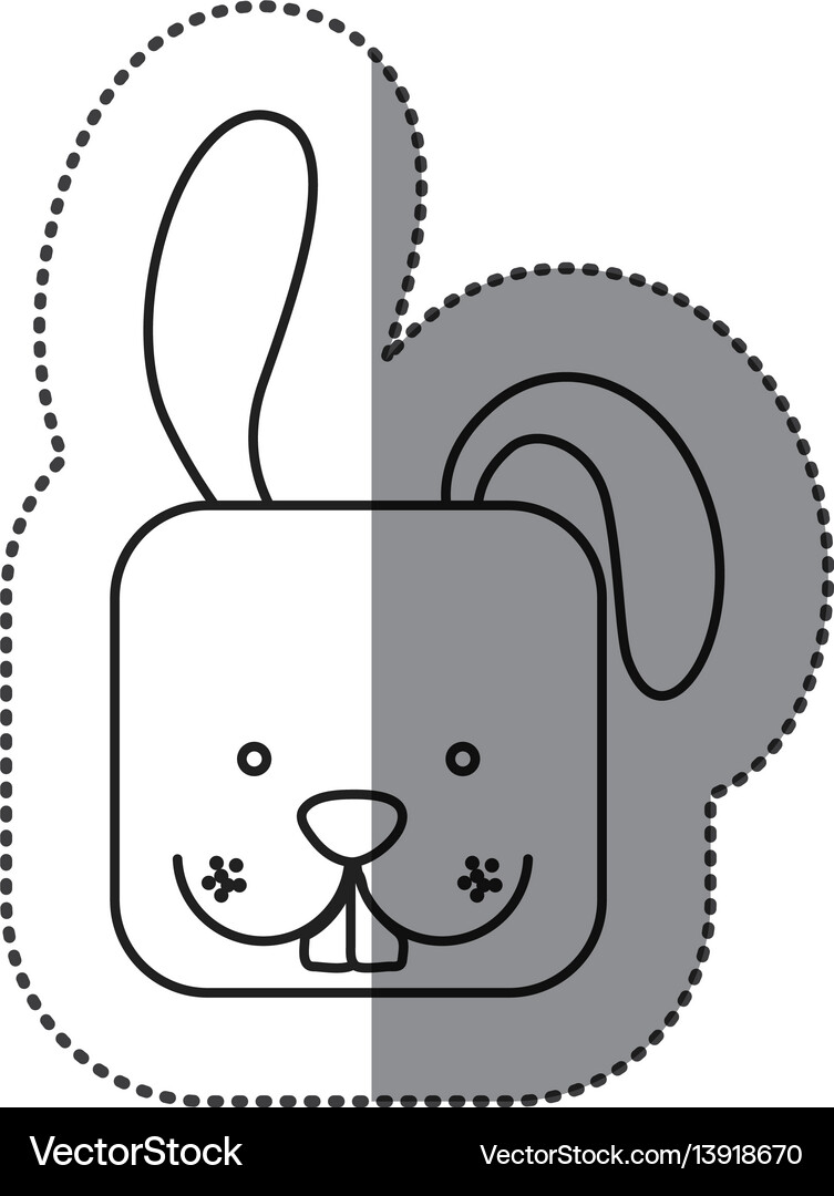 Sticker cute rabbit head cartoon Royalty Free Vector Image