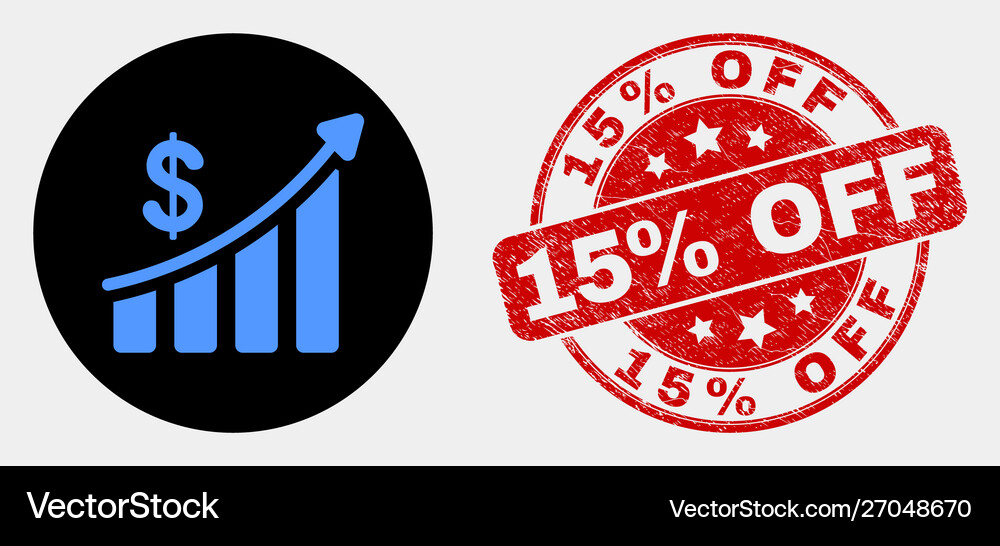Success financial chart icon and scratched Vector Image