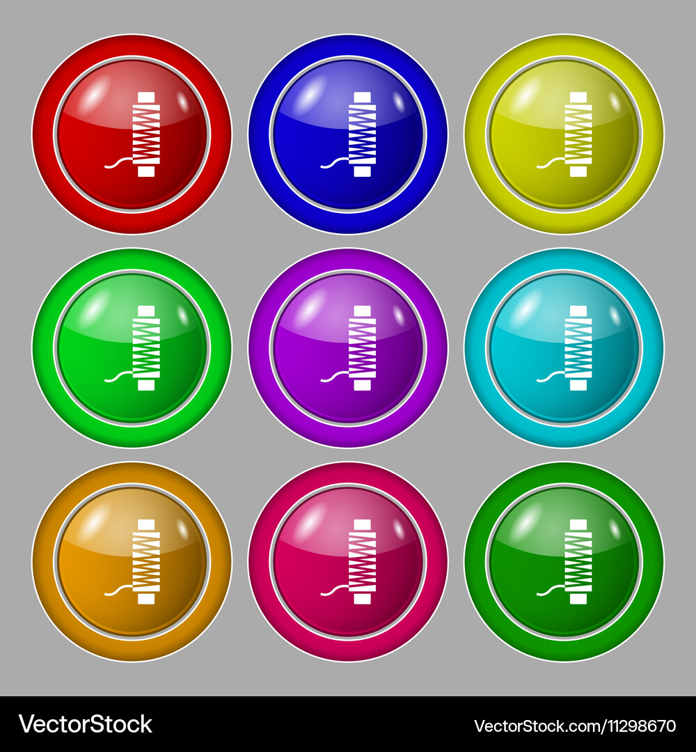 Thread icon sign symbol on nine round colourful Vector Image