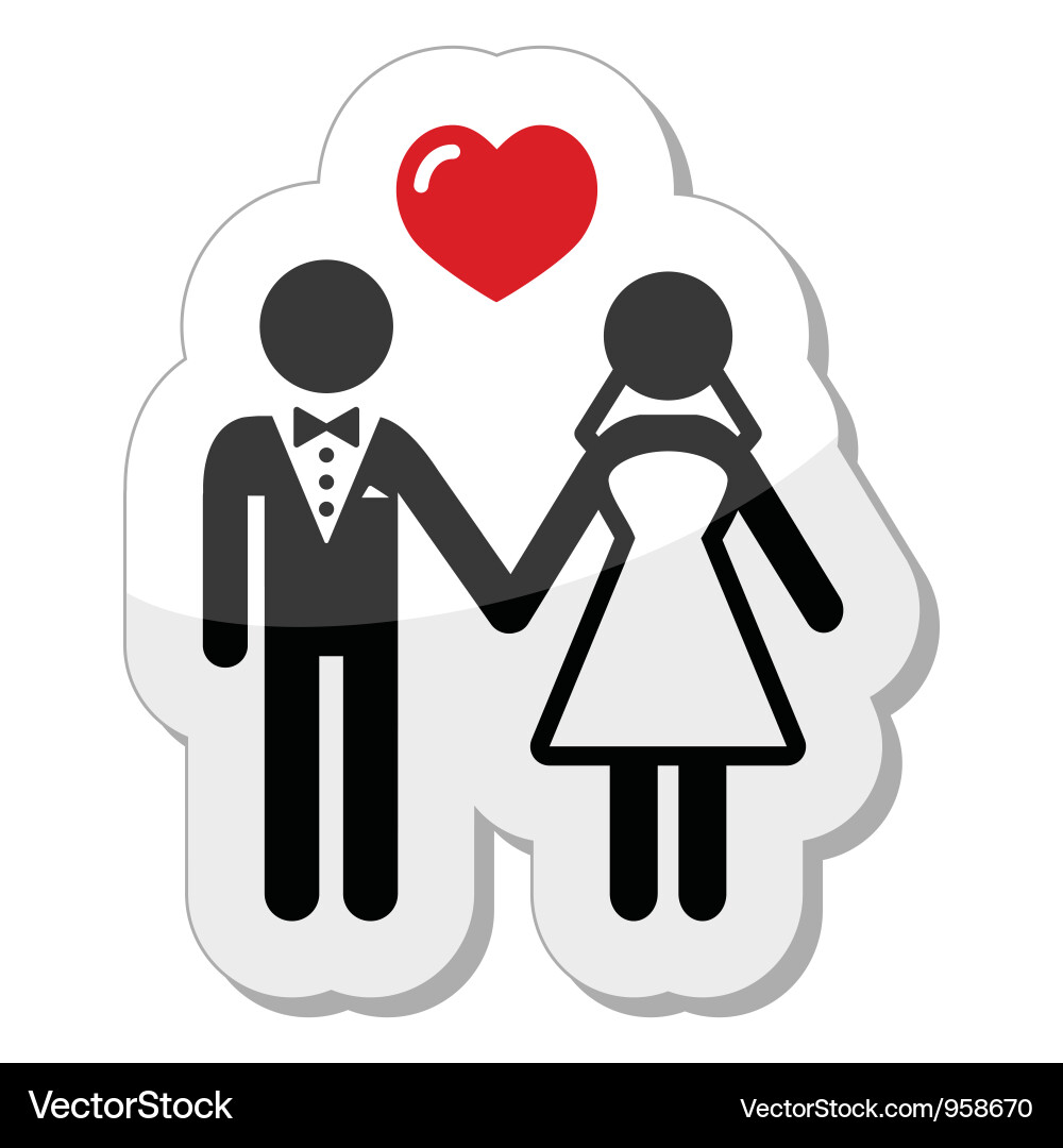 Wedding couple icon as glossy label Royalty Free Vector