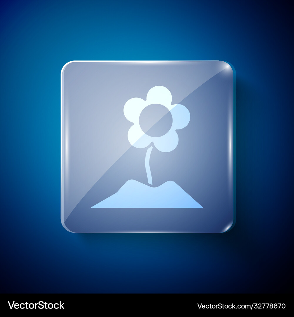 White flower icon isolated on blue background Vector Image