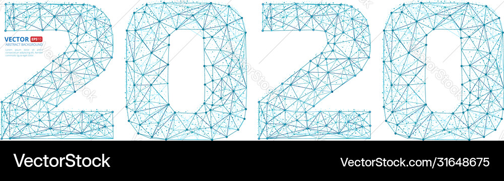 Abstract polygonal numbers for new year 2020 Vector Image