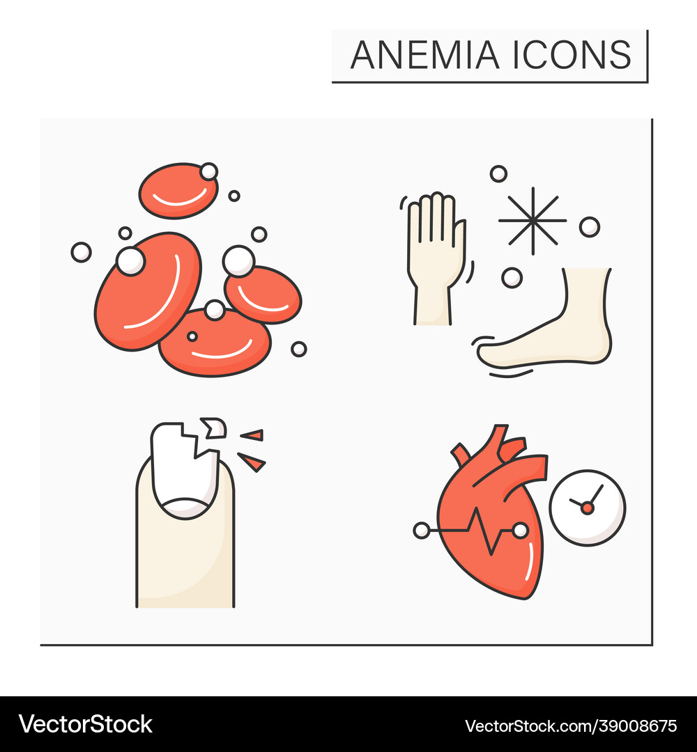 Anemia color icons set Royalty Free Vector Image